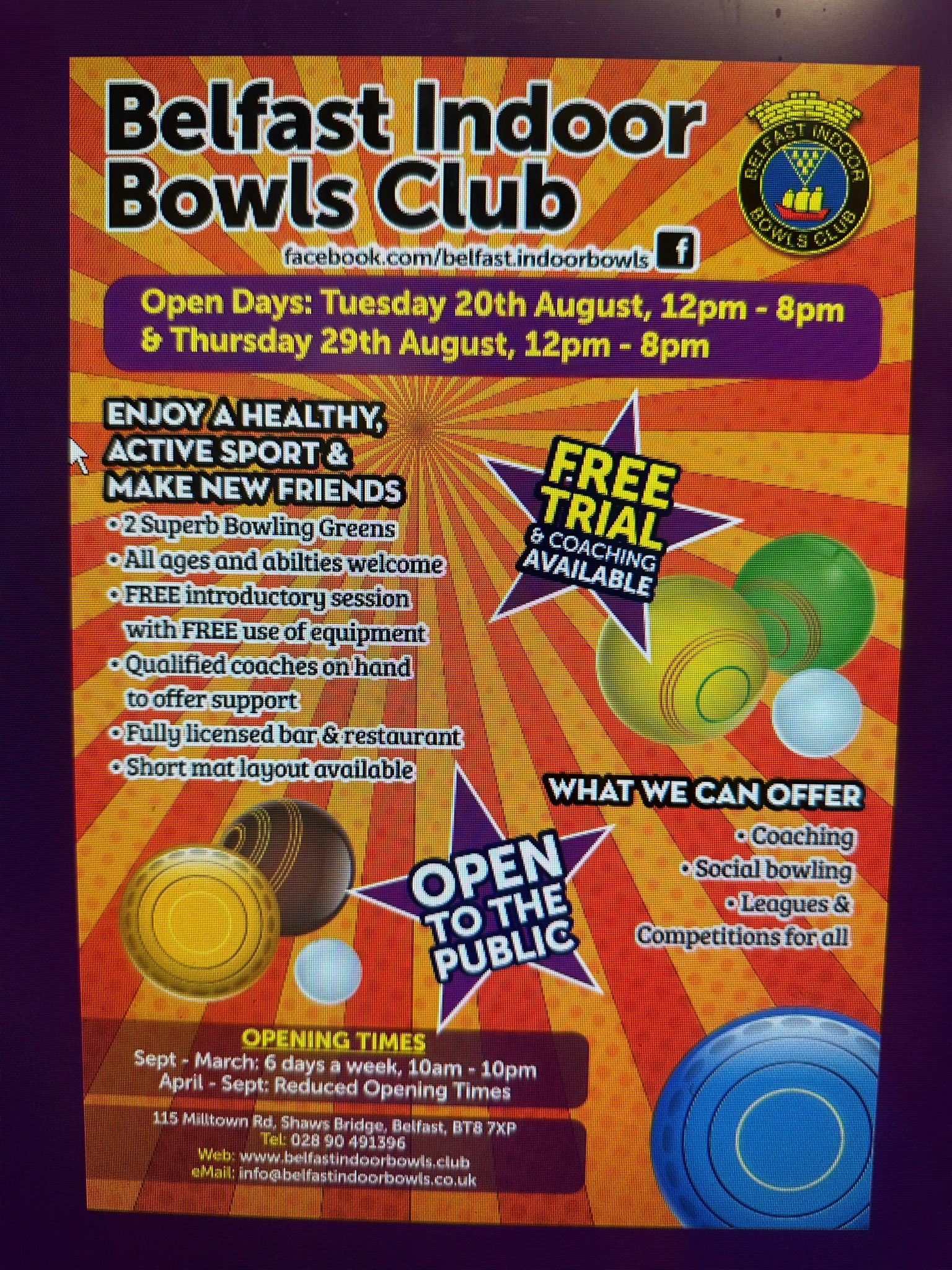 Open Days – Belfast Indoor Bowls Club